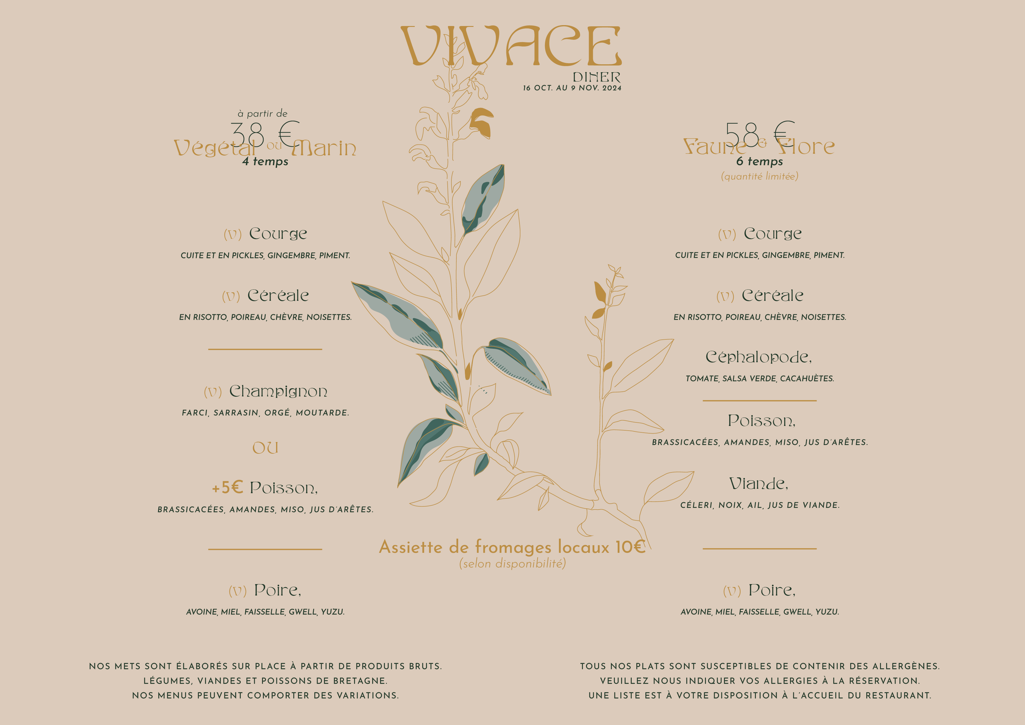 Découvrez le menu de notre restaurant à Trébeurden